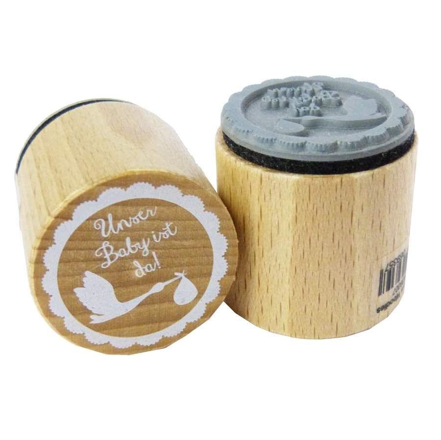 Stempel Unser Baby ist da! | Größe: Ø 3 cm, 3,4 cm hoch, 1,95 Fr.
